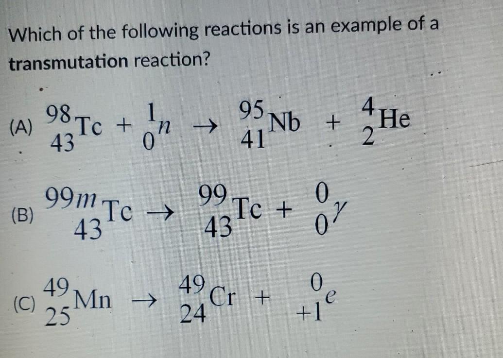 Solved Which of the following reactions is an example of a | Chegg.com