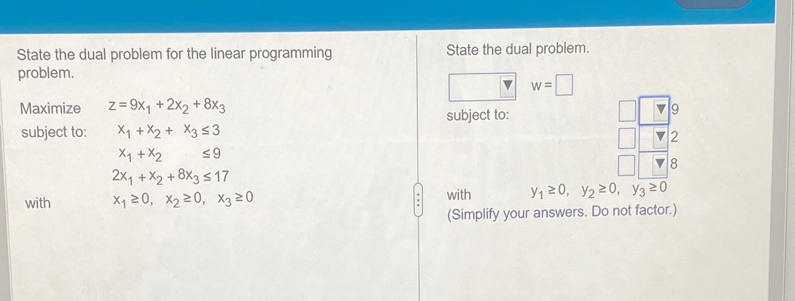Solved State the dual problem for the linear programming | Chegg.com
