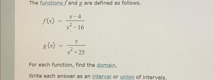 Solved The functions fand g are defined as follows. f(x) | Chegg.com
