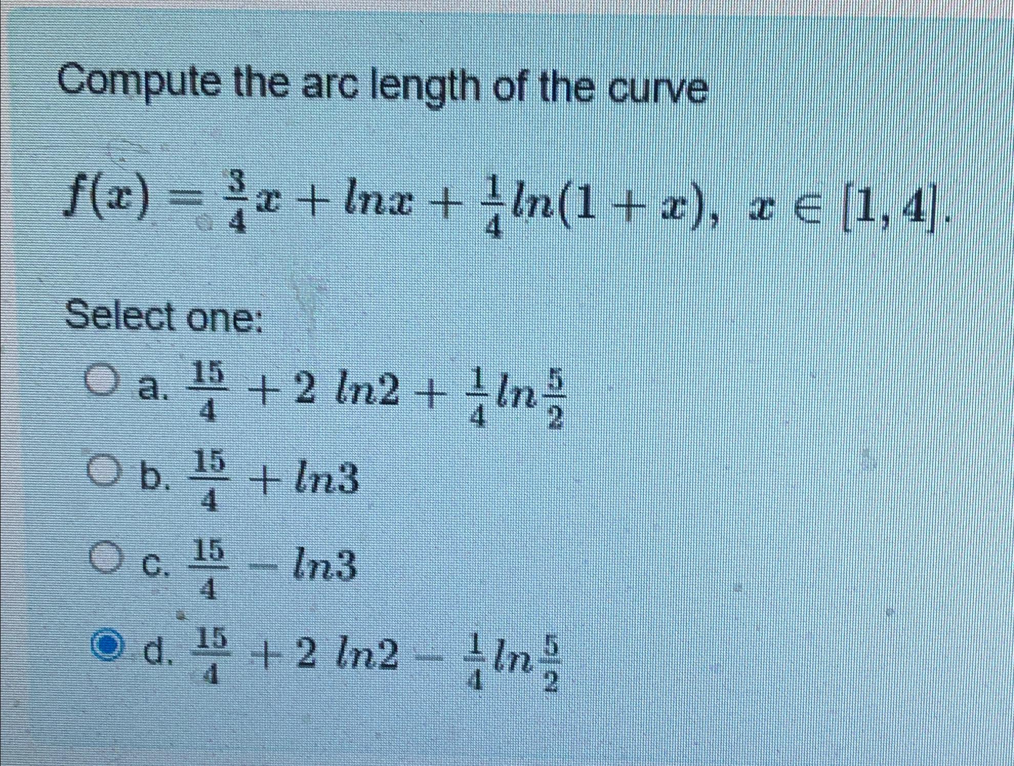 Solved Compute the arc length of the | Chegg.com