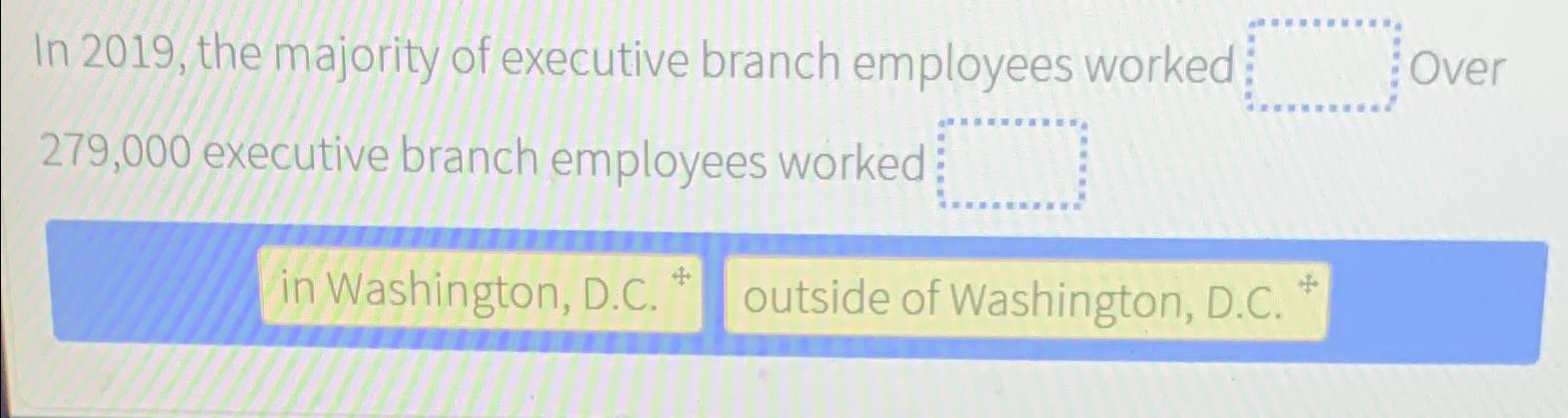 Solved In 2019, ﻿the majority of executive branch employees | Chegg.com