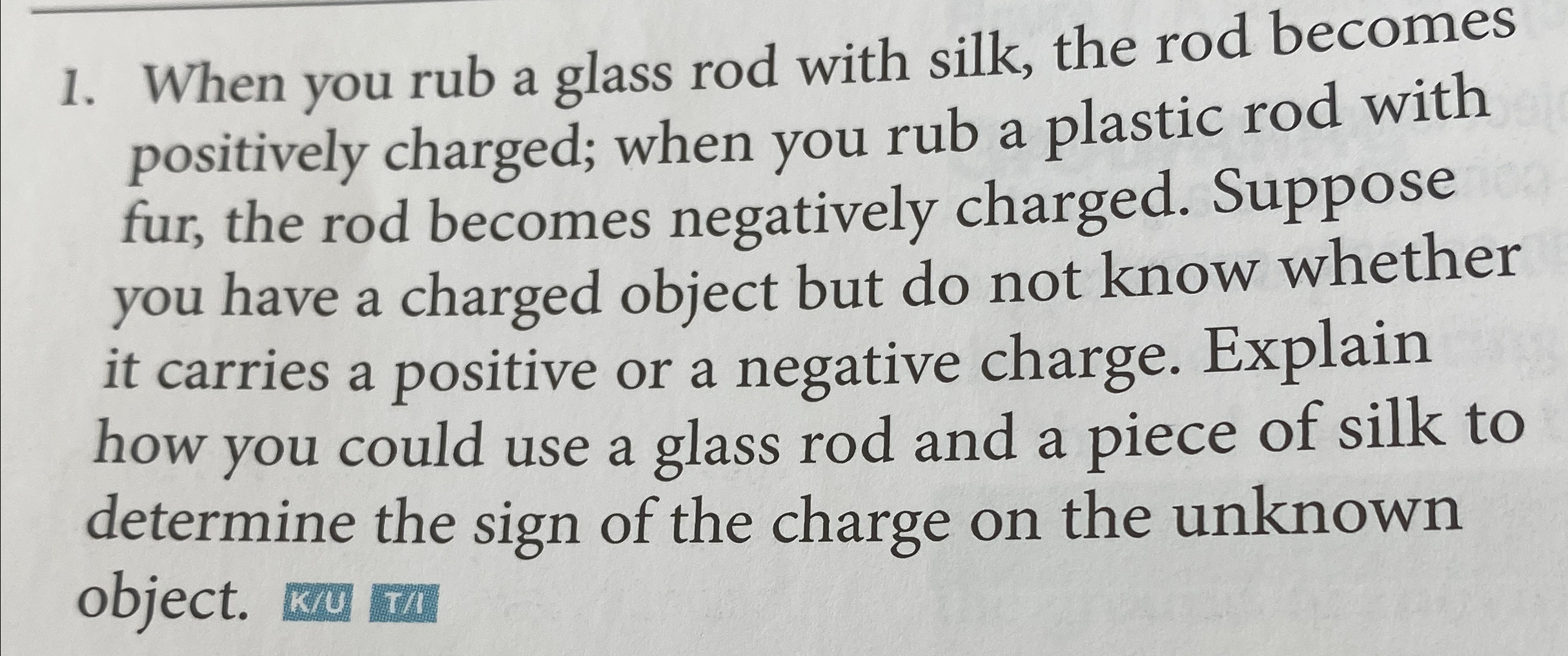 Solved When you rub a glass rod with silk, the rod becomes | Chegg.com