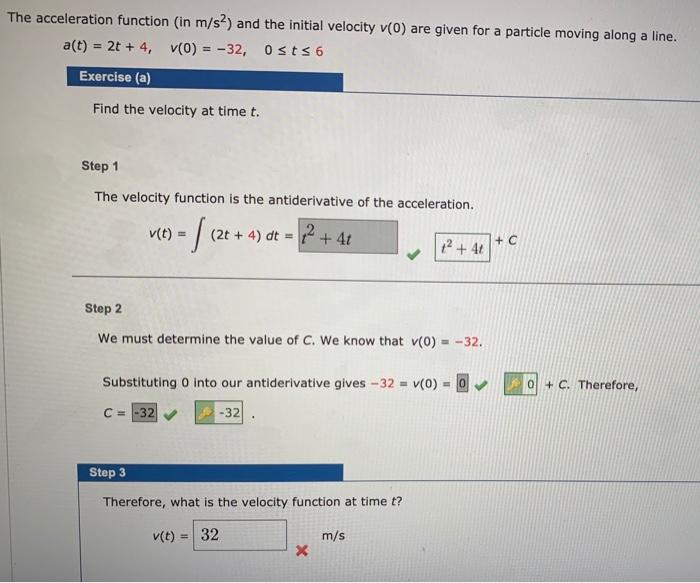 Solved The Acceleration Function In M S2 And The Initial