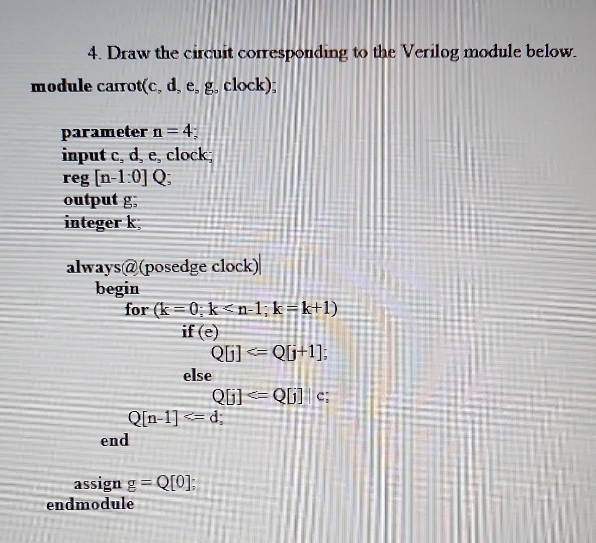 4. Draw the circuit corresponding to the Verilog | Chegg.com