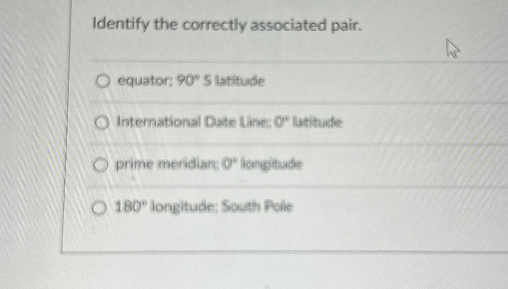 Solved Identify the correctly associated pair.equator; 90°5 | Chegg.com