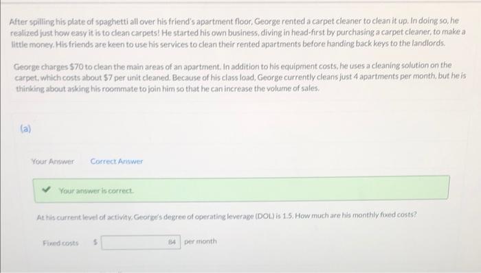 Solved After spilling his plate of spaghetti all over his | Chegg.com