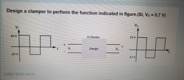 Solved Design a clamper to perform the function indicated in | Chegg.com