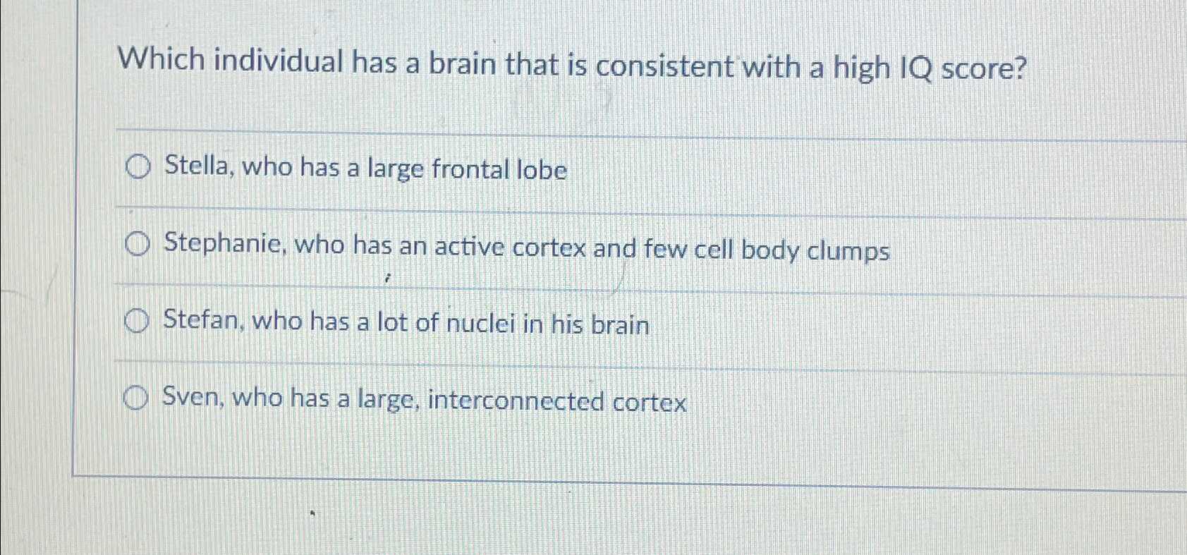 Solved Which individual has a brain that is consistent with | Chegg.com