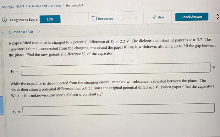 Solved Assignment Score: 10% Resources Lx Give Up? Hint | Chegg.com