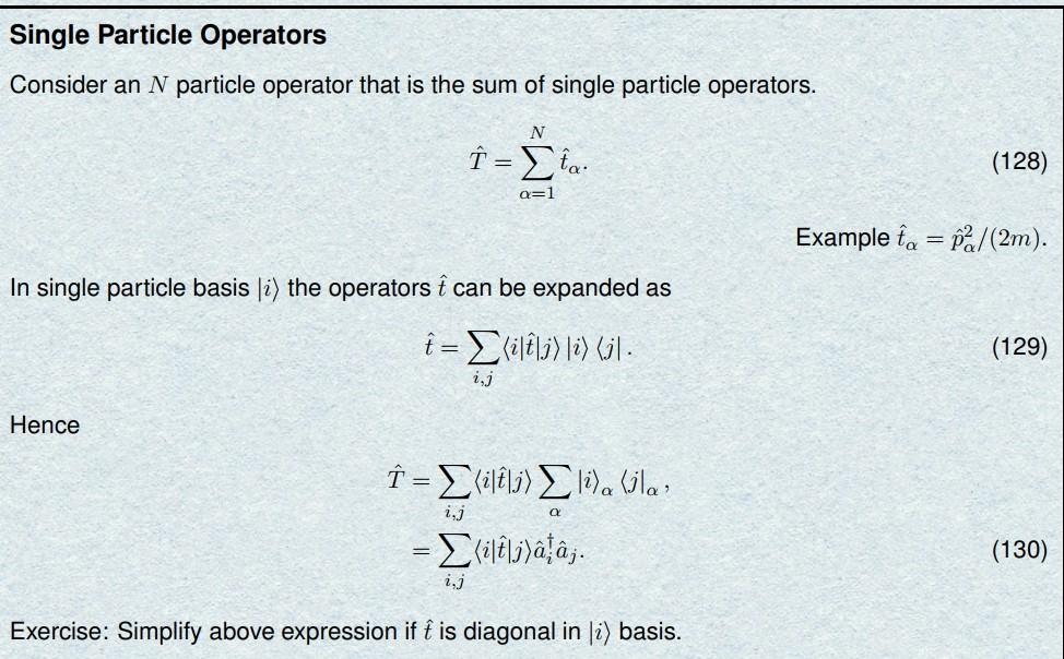Solved Single Particle Operators Consider an N particle | Chegg.com