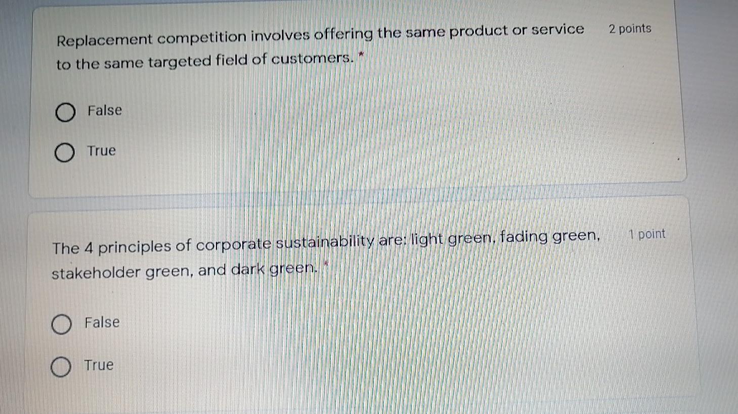 Solved 2 points Replacement competition involves offering | Chegg.com