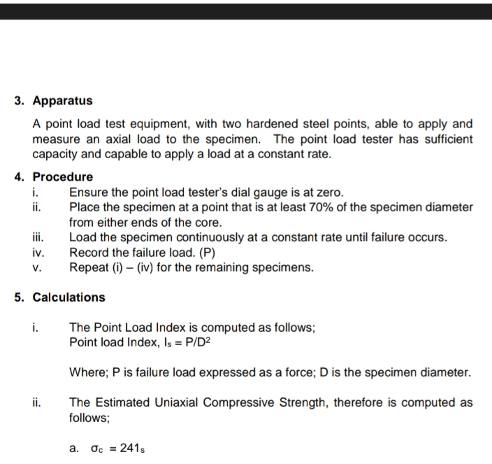 Solved ApparatusA point load test equipment, with two | Chegg.com