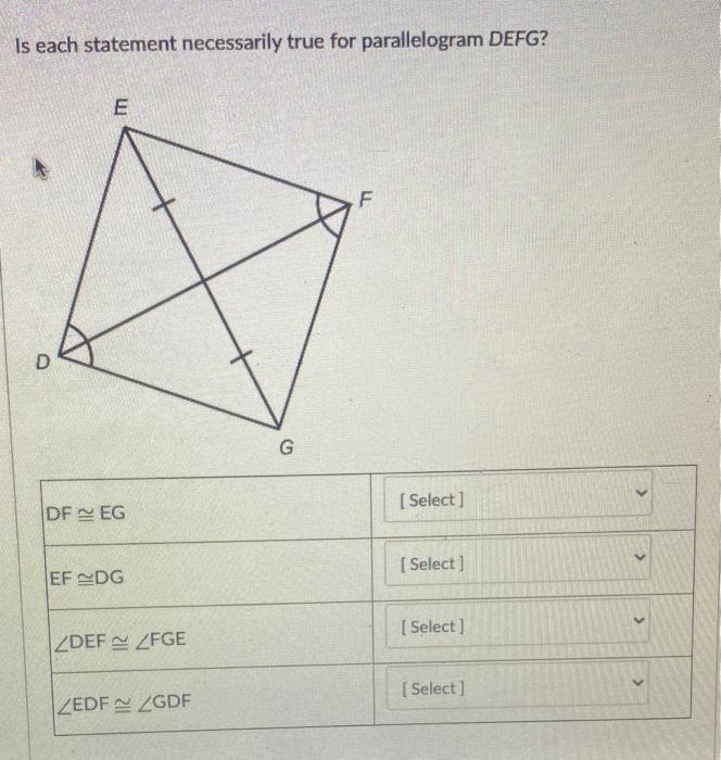 Solved Is each statement necessarily true for parallelogram | Chegg.com