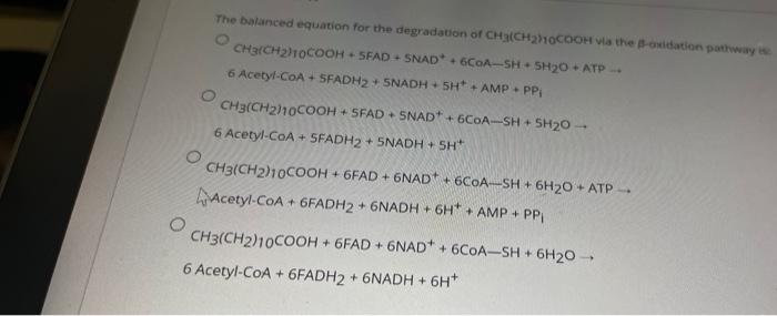 Solved The balanced equation for the degradation of | Chegg.com