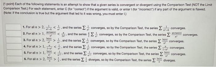 Solved (1 point) Each of the following statements is an | Chegg.com
