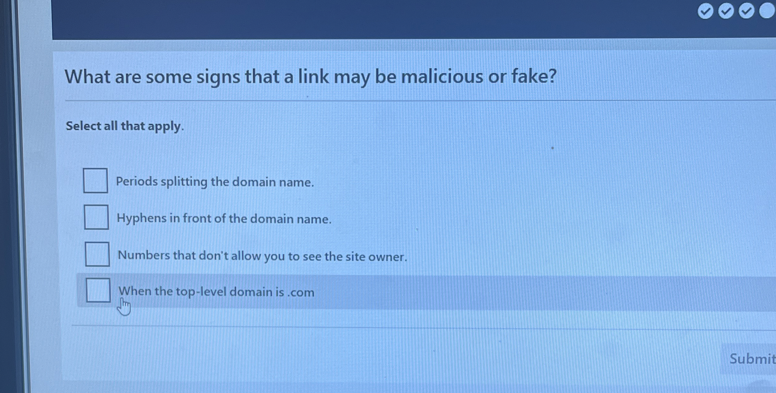 Solved What are some signs that a link may be malicious or | Chegg.com