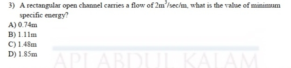 Solved A rectangular open channel carries a flow of 2m3secm, | Chegg.com