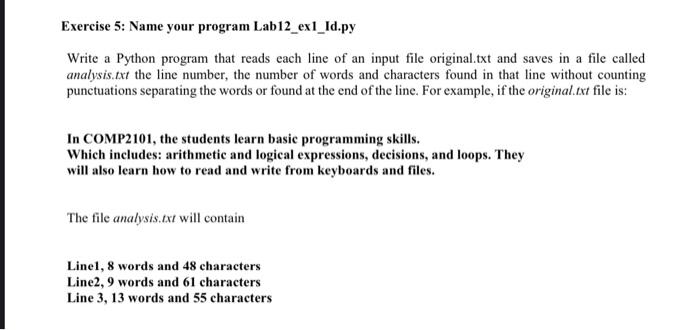 Solved Exercise 5 Name Your Program Lab12exlidpy Write A 2839