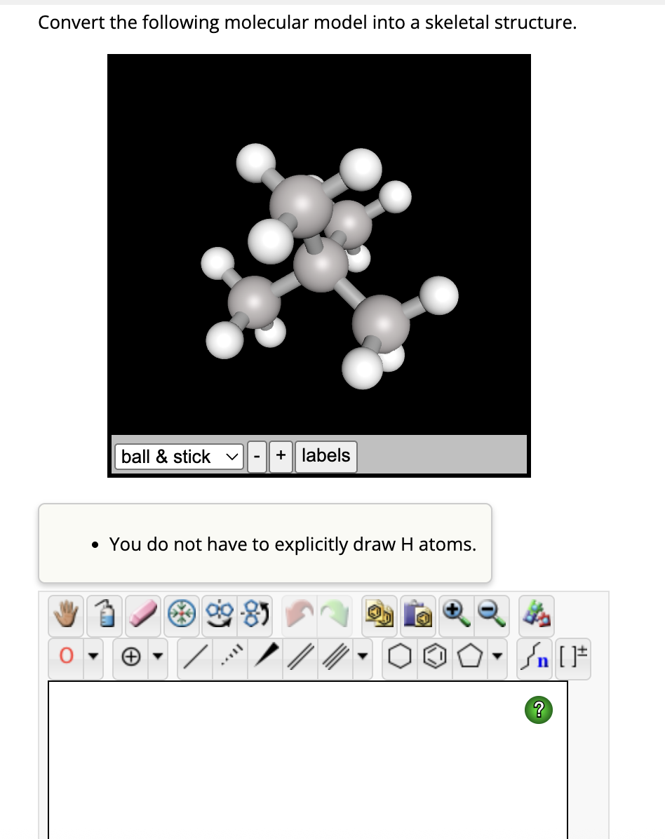 Convert the following molecular model into a skeletal | Chegg.com