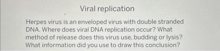 Solved Viral replication Herpes virus is an enveloped | Chegg.com