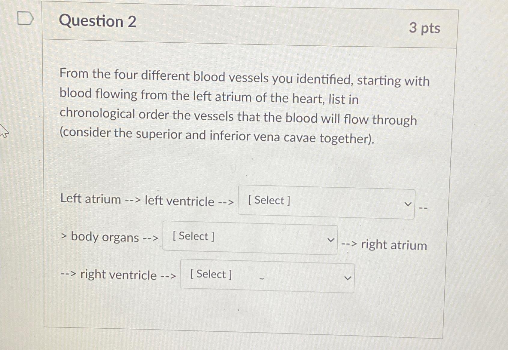 Solved Question 23 ﻿ptsFrom the four different blood vessels | Chegg.com