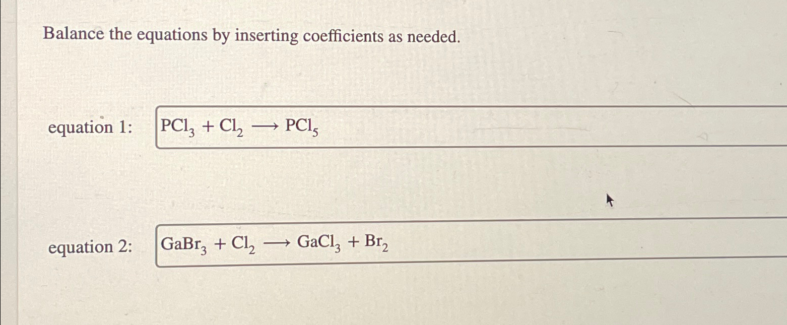 Solved Balance the equations by inserting coefficients as | Chegg.com