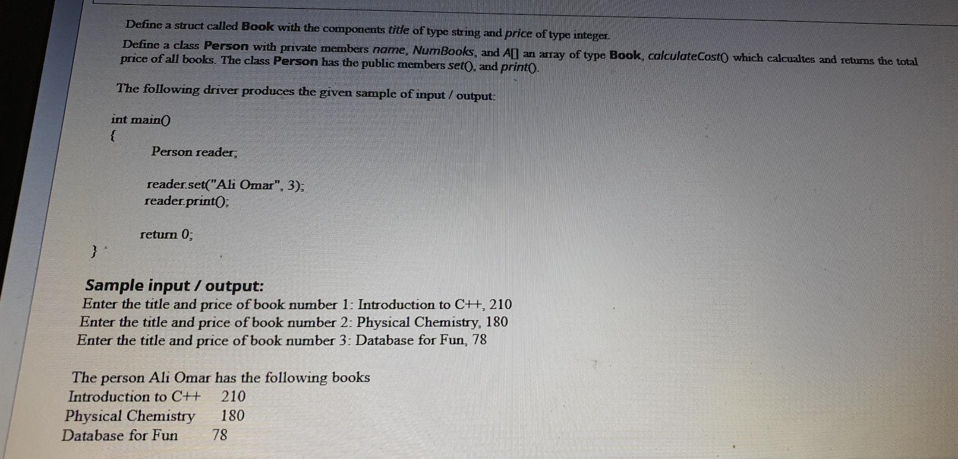 Solved Define a struct called Book with the components title | Chegg.com
