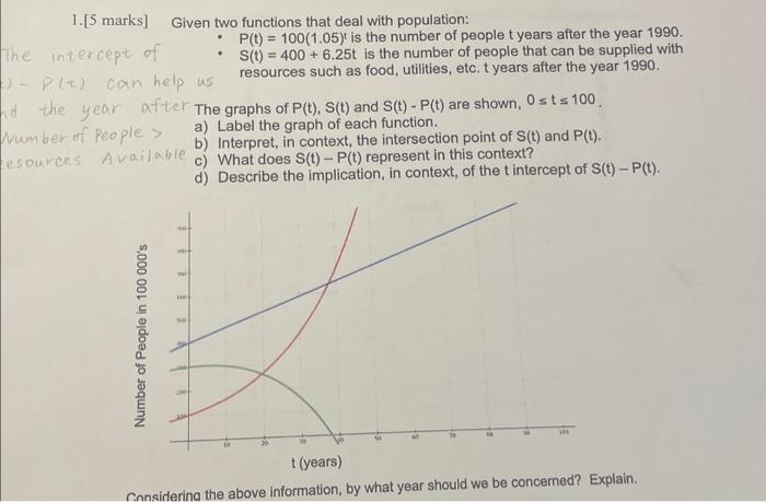 Solved Given two functions that deal with population: - | Chegg.com