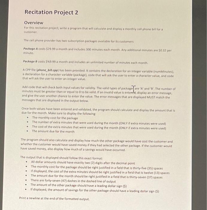 Solved Recitation Project 2 Overview For this recitation | Chegg.com