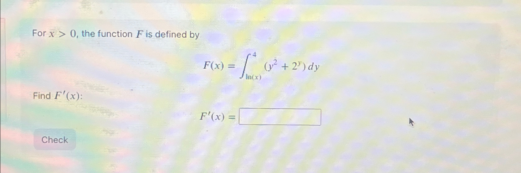 Solved For x>0, ﻿the function F ﻿is defined | Chegg.com