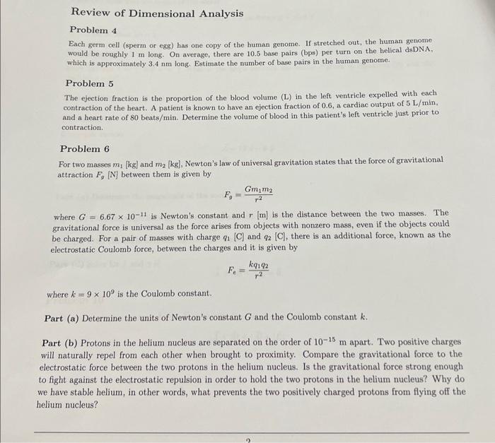 Solved Review of Dimensional Analysis Problem 4 Each germ | Chegg.com