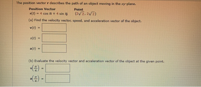 Solved The position vector r describes the path of an object | Chegg.com