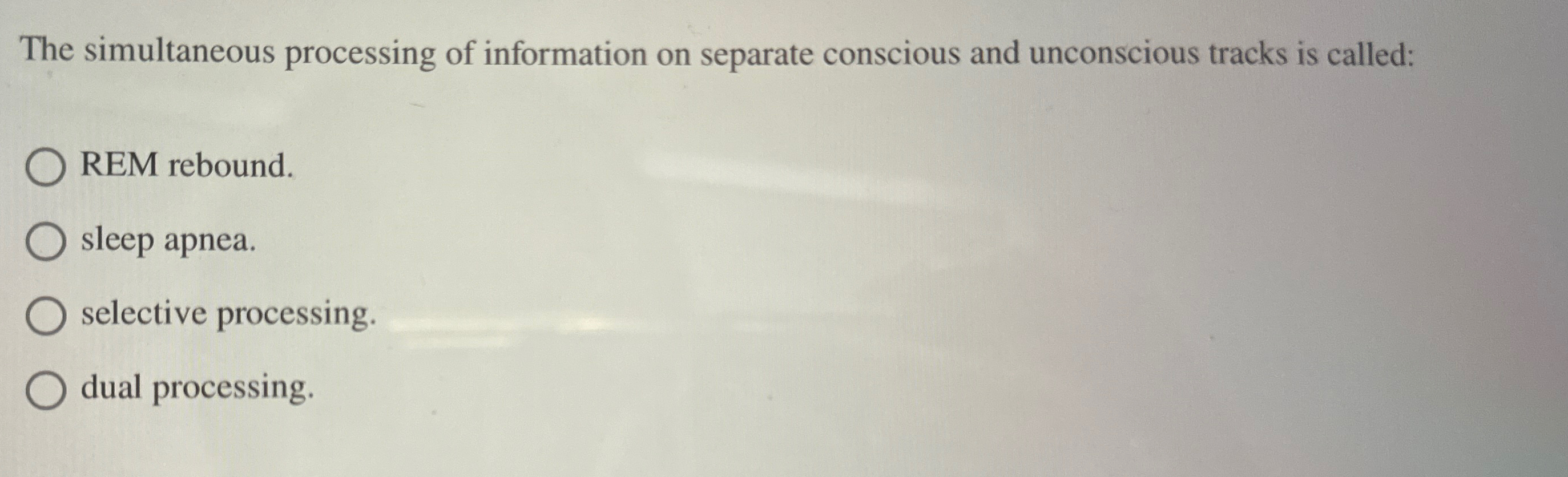 Solved The simultaneous processing of information on | Chegg.com