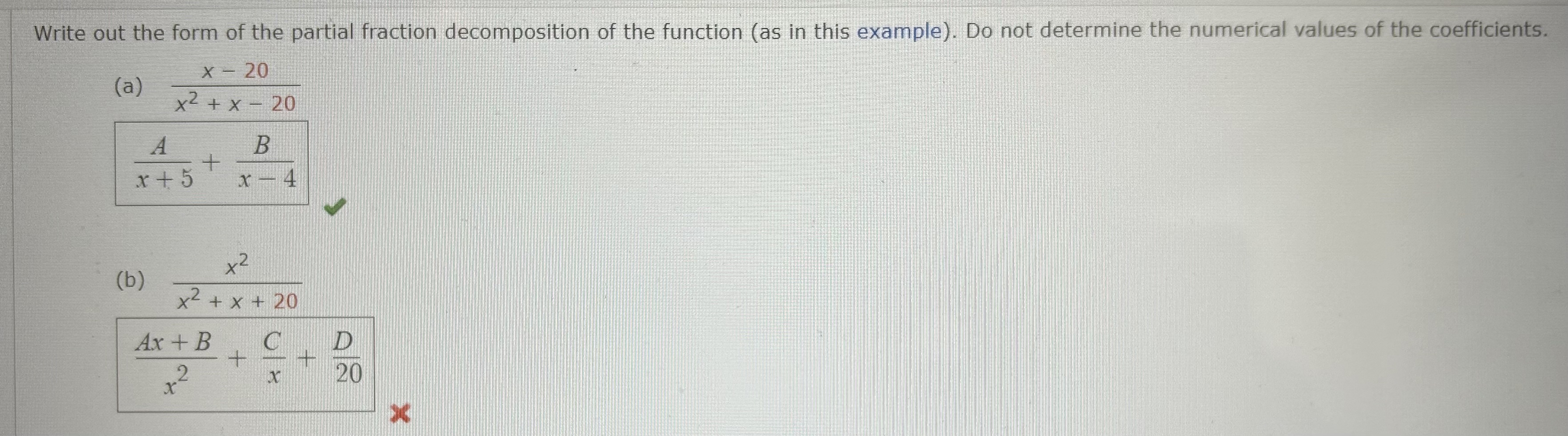 Solved Write out the form of the partial fraction | Chegg.com