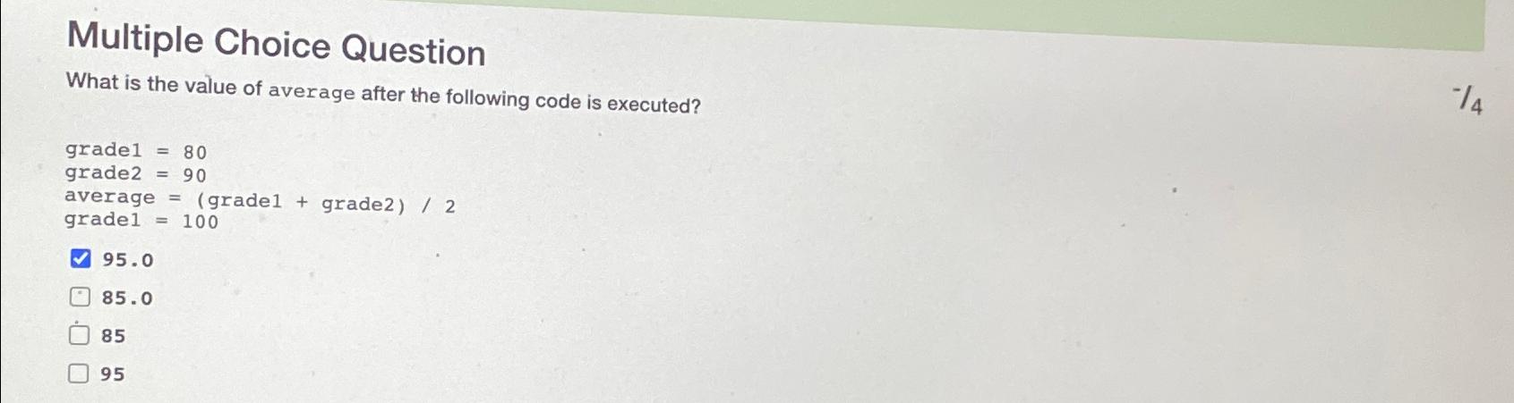 Solved Multiple Choice QuestionWhat is the value of average | Chegg.com