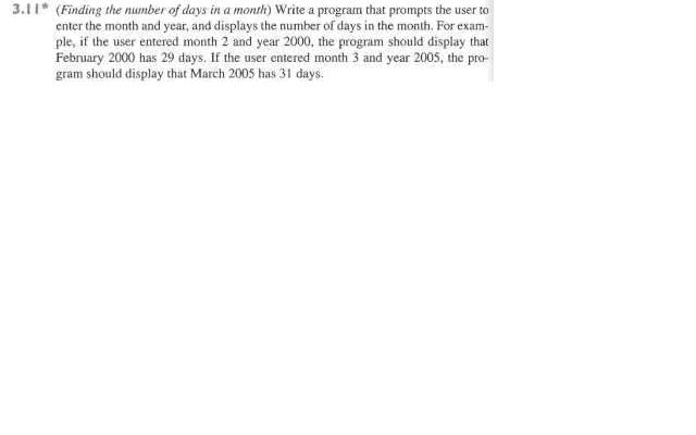 Solved (Finding the number of days in a month) Write a | Chegg.com