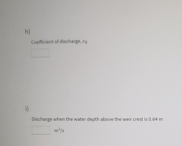 Solved Part 2: Rectangular weir A series of depth and | Chegg.com