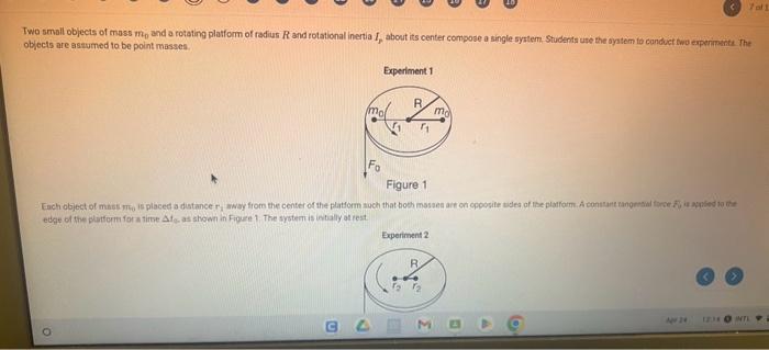 Solved Two small objects of mass mp and a rotating platform | Chegg.com