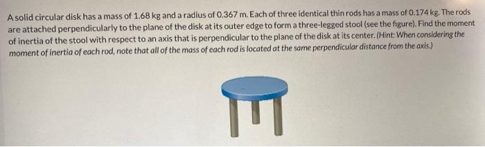 Solved A solid circular disk has a mass of 1.68 kg and a | Chegg.com