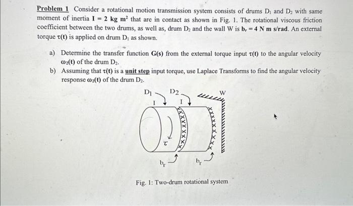 Solved Problem 1 Consider a rotational motion transmission | Chegg.com
