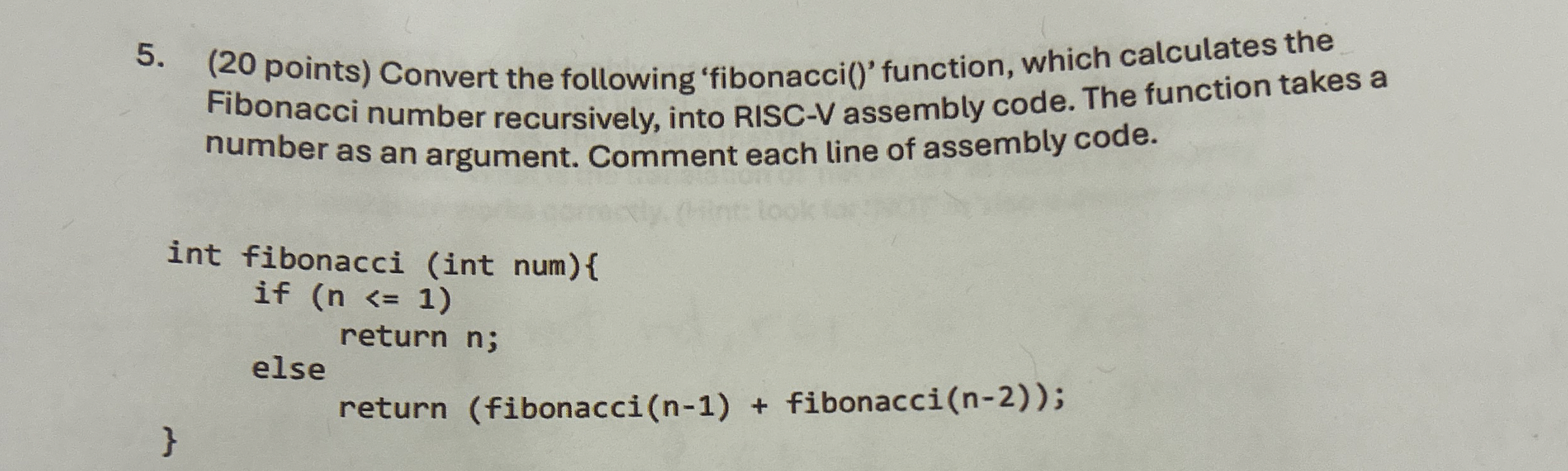 (20 ﻿points) ﻿Convert the following 'fibonacci()' | Chegg.com
