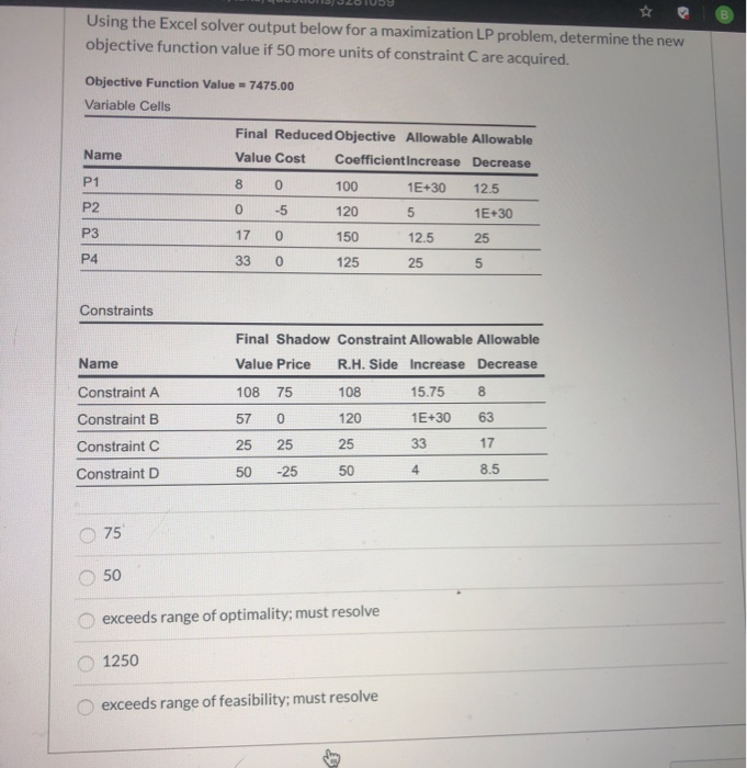 Solved Ujiundj2015 Using The Excel Solver Output Below For A 5289