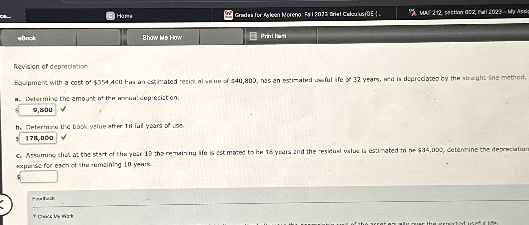 Solved HomeGrades for Ayleen Moreno: Fall 2023 ﻿Brief | Chegg.com
