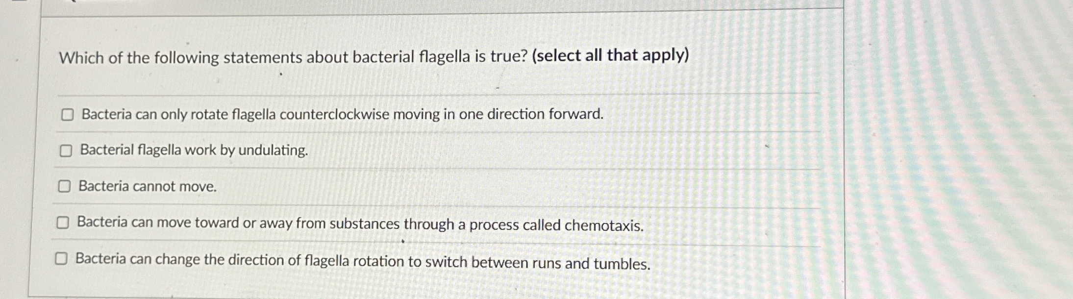 Solved Which of the following statements about bacterial | Chegg.com