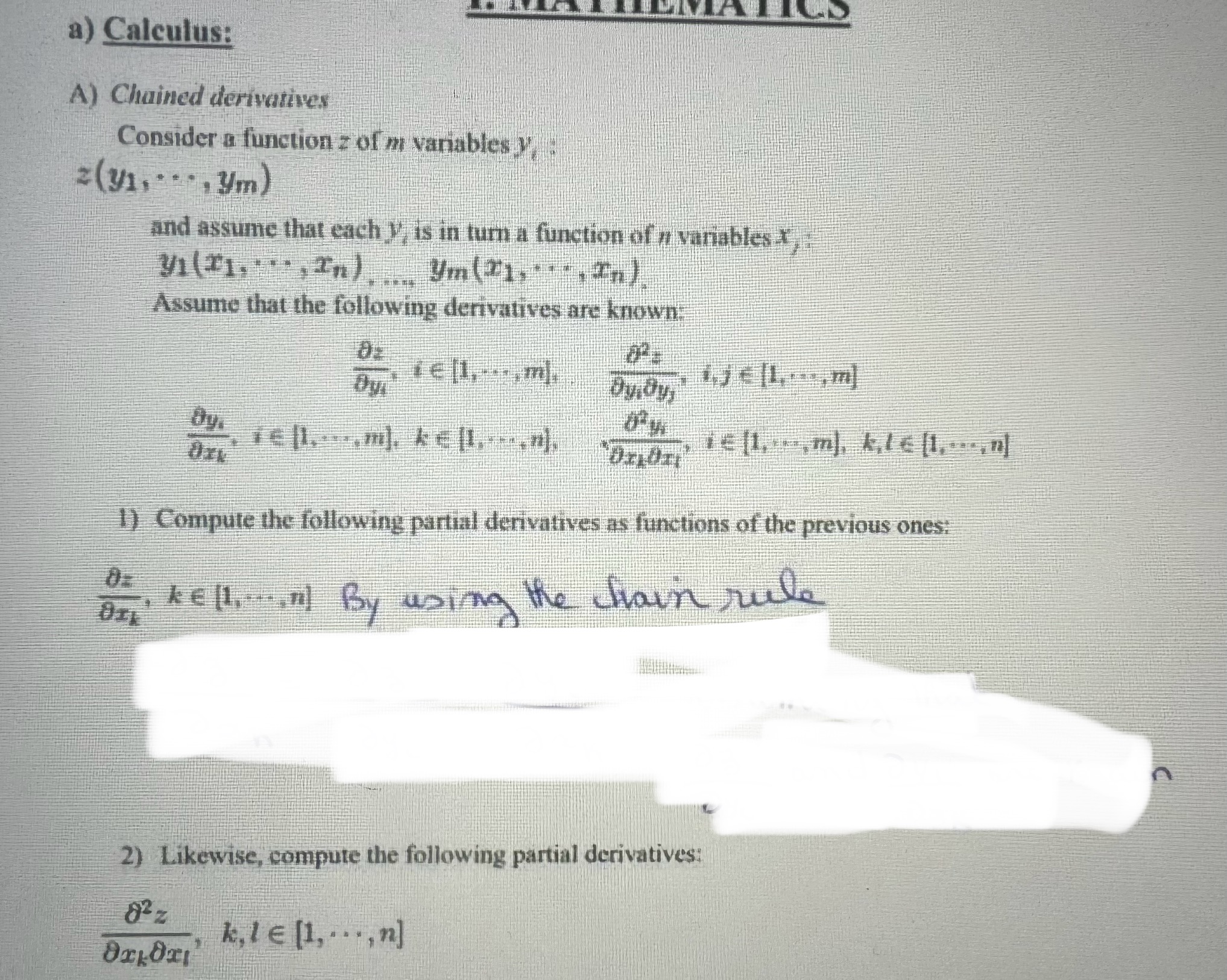 Solved Likewise, compute the following parti derivatives: | Chegg.com