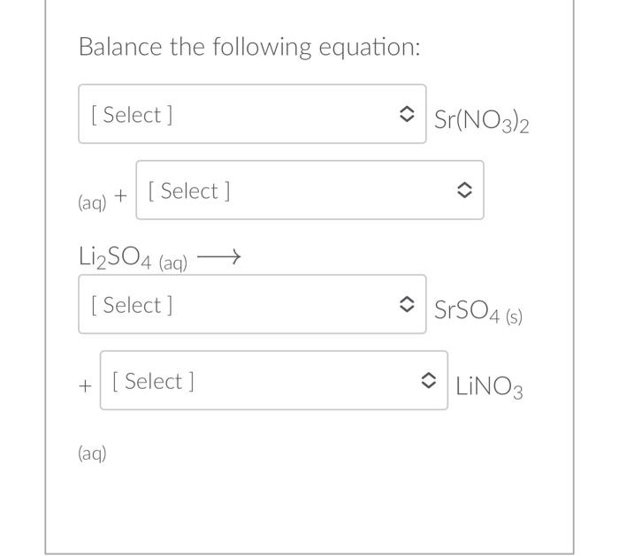 Solved Balance the following equation: | Chegg.com