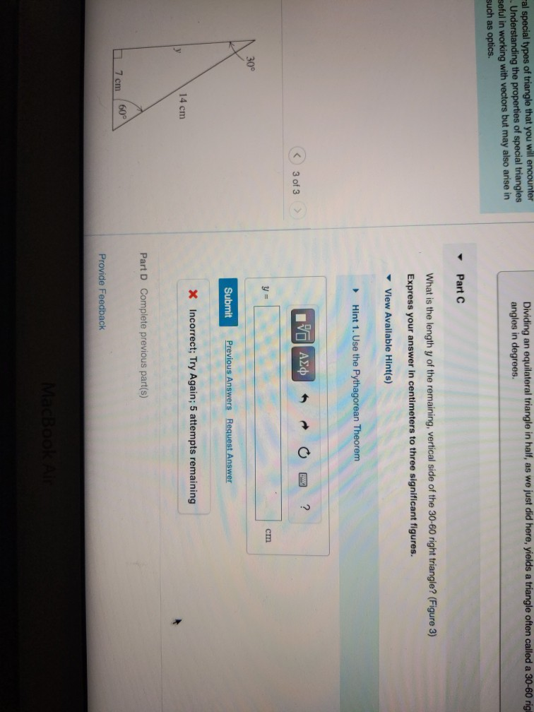 Solved Dividing an equilateral triangle in half, as we just | Chegg.com