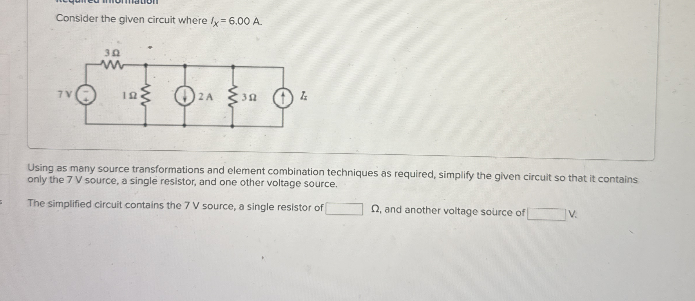 Consider the given circuit where Ix=6.00A.Using as | Chegg.com