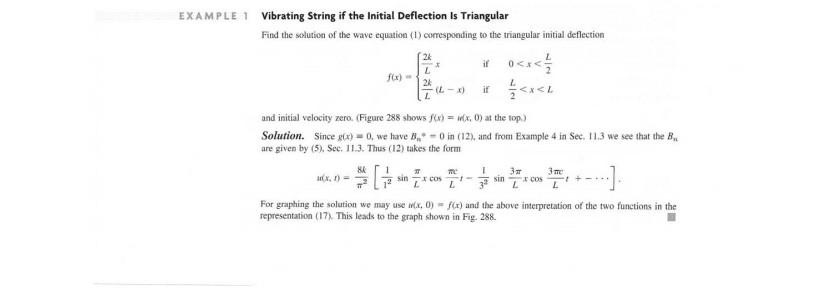 Solved EXAMPLE 1 Vibrating String if the Initial Deflection | Chegg.com