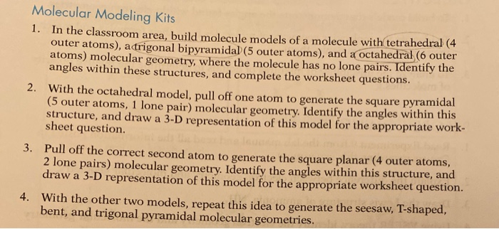 Solved MOLECULAR MODELING 1. Draw 3-D images, using dashed | Chegg.com